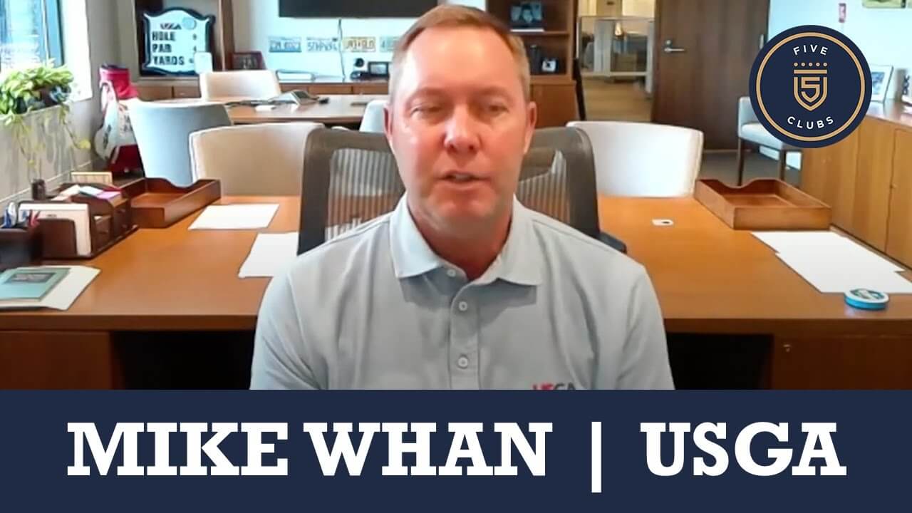 USGA CEO Mike Whan with Gary Williams - Five Clubs Golf